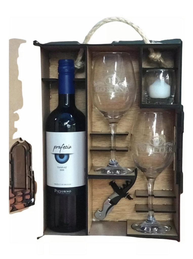 Pack de vino y 2 copas – imprenta bascans
